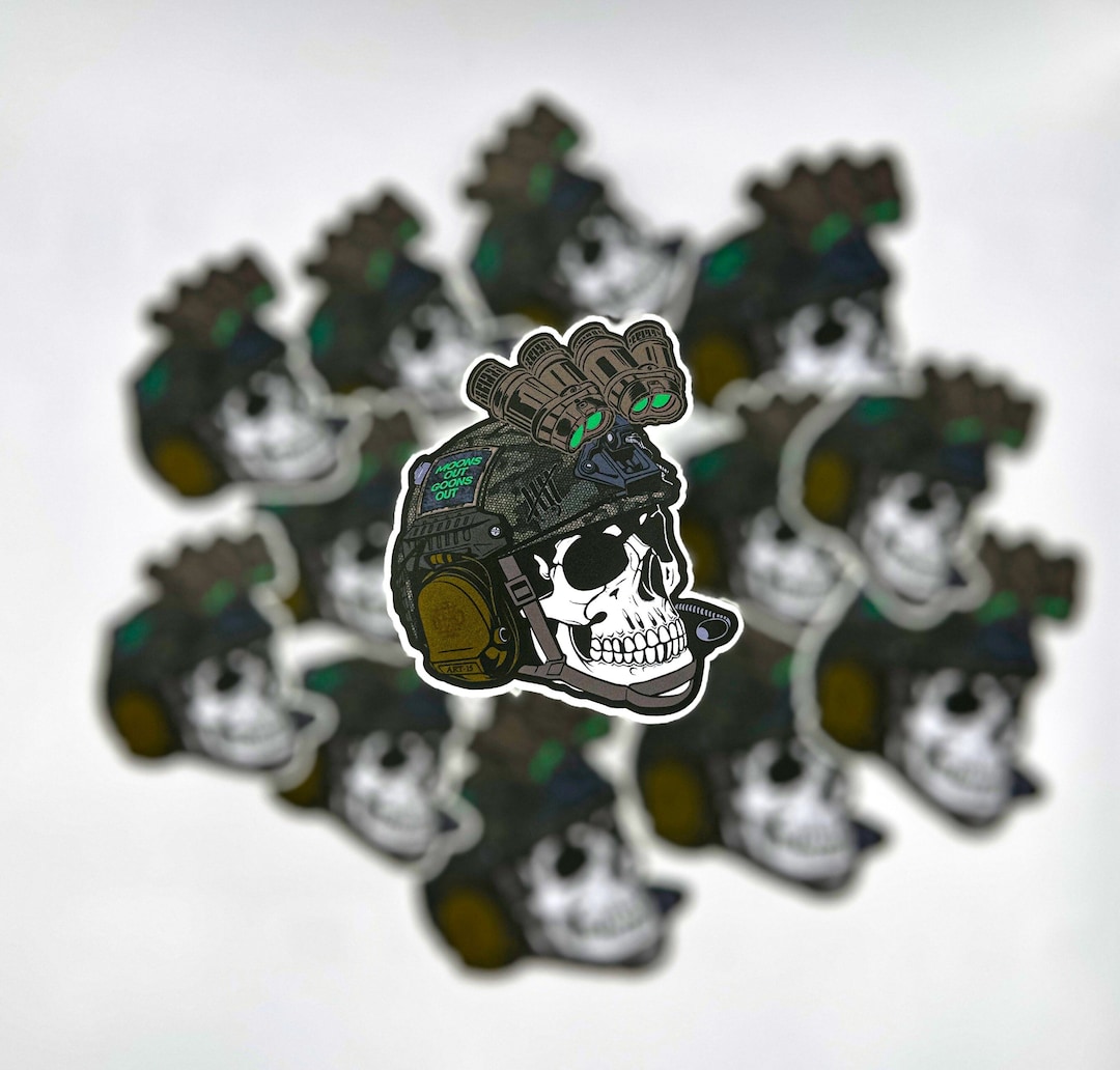 Moons Out Goons Out - Military Skull Sticker - Military Decal ...