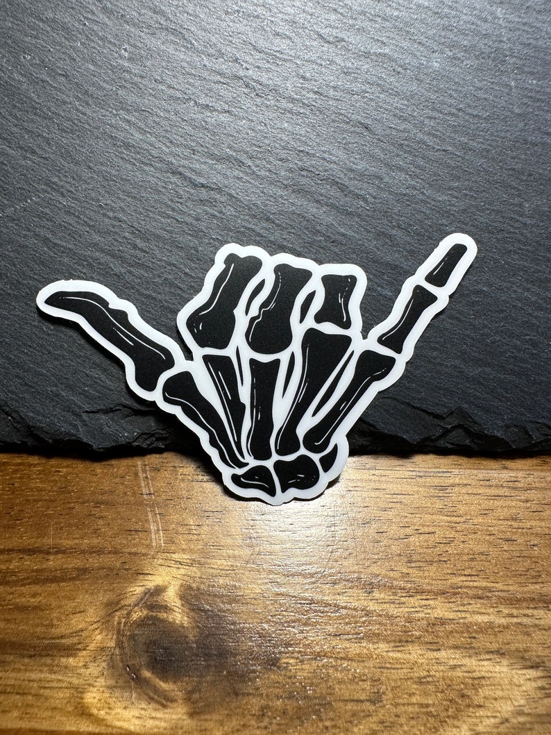 Skeleton Hand Sticker - Shaka Hand - Hang Loose Sticker, Waterproof ...
