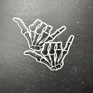 Skeleton Hand Sticker - Shaka Hand - Hang Loose Sticker, Waterproof ...
