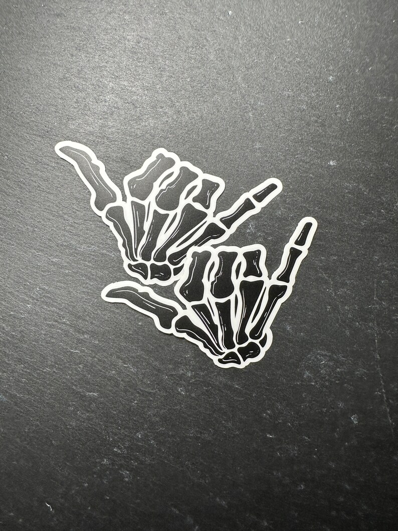 Skeleton Hand Sticker - Shaka Hand - Hang Loose Sticker, Waterproof ...