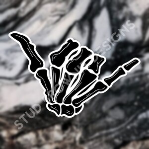 Skeleton Hand Sticker - Shaka Hand - Hang Loose Sticker, Waterproof ...