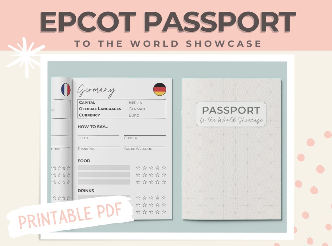 PRINTABLE PDF - EPCOT World Showcase Passport - Eat and Drink Around ...