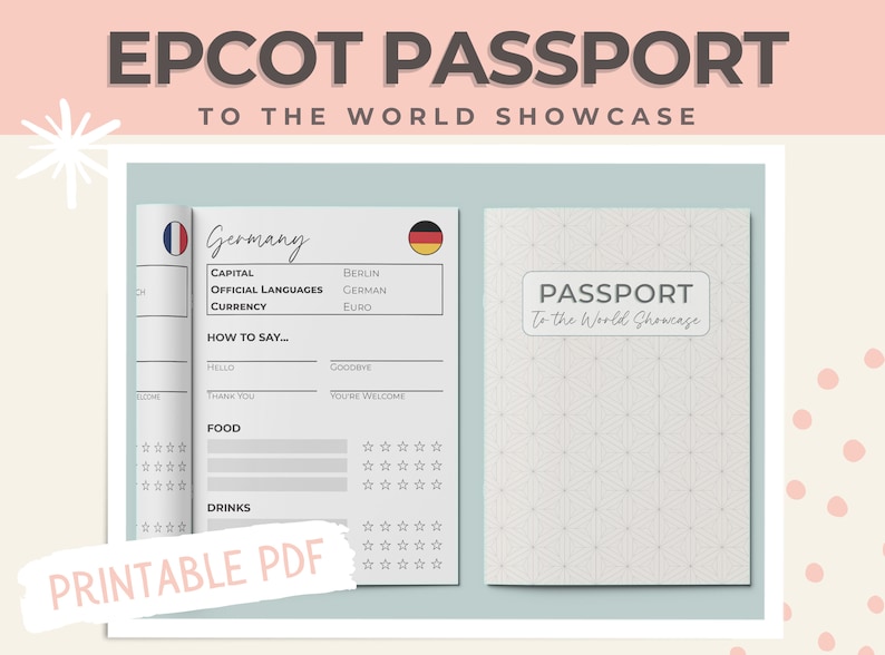 PRINTABLE PDF EPCOT World Showcase Passport Eat and Drink Around the ...