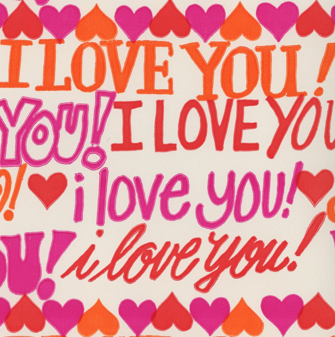 Vintage I Love You Wrapping Paper 2 Sheets - Etsy