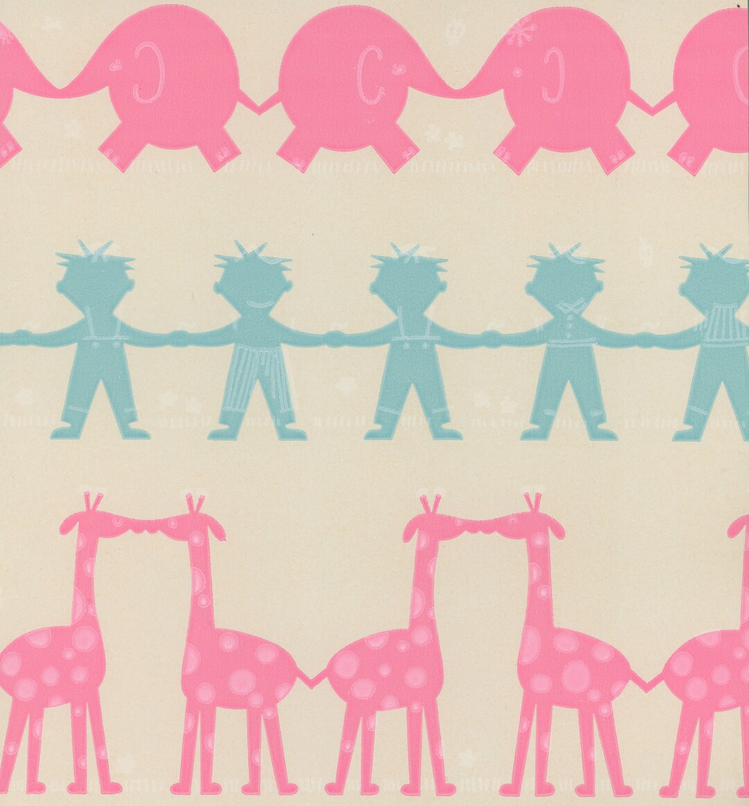 Vintage Blue and Pink Paper Chain Wrapping Paper 2 Sheets - Etsy