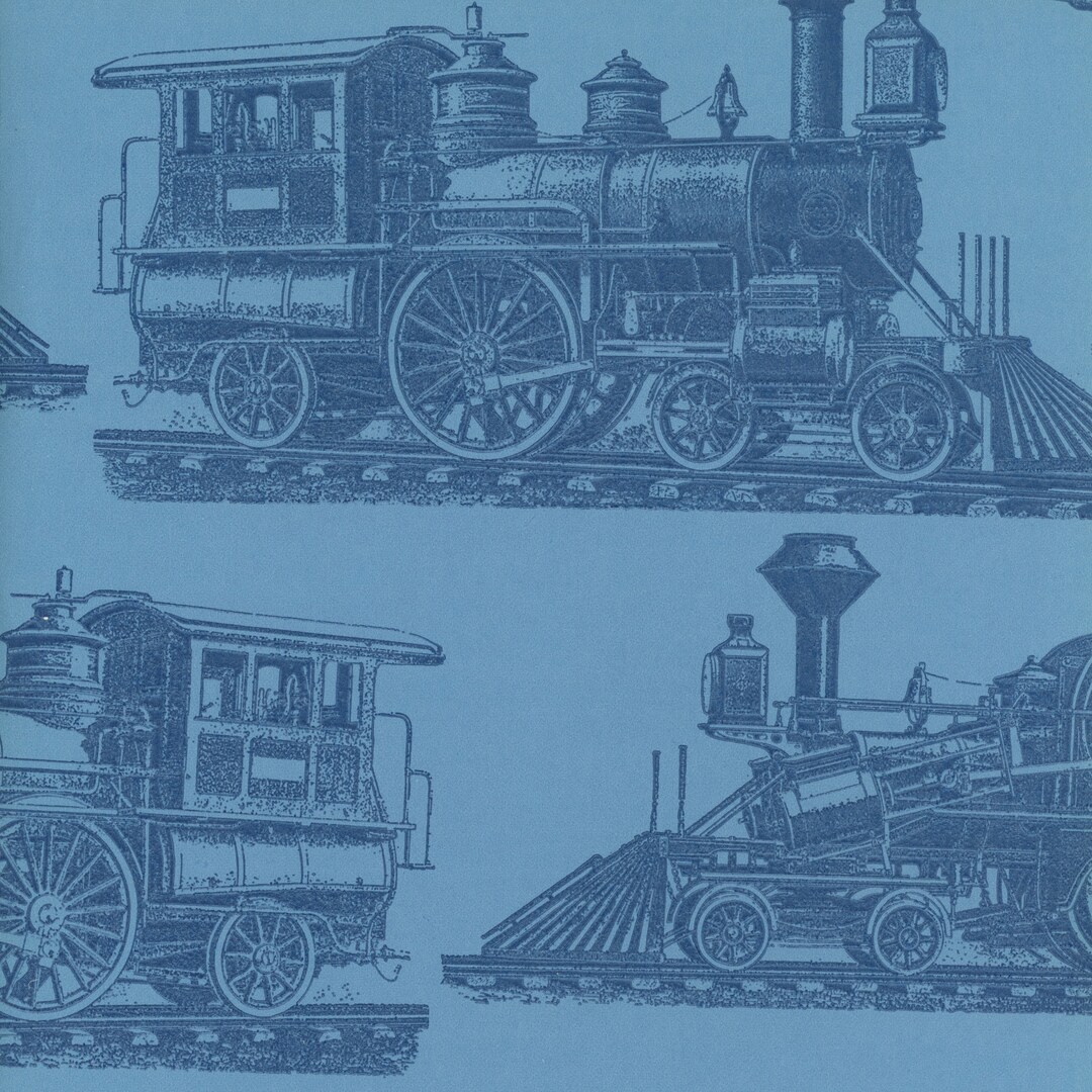 Vintage Blue Train Wrapping Paper 2 Sheets - Etsy