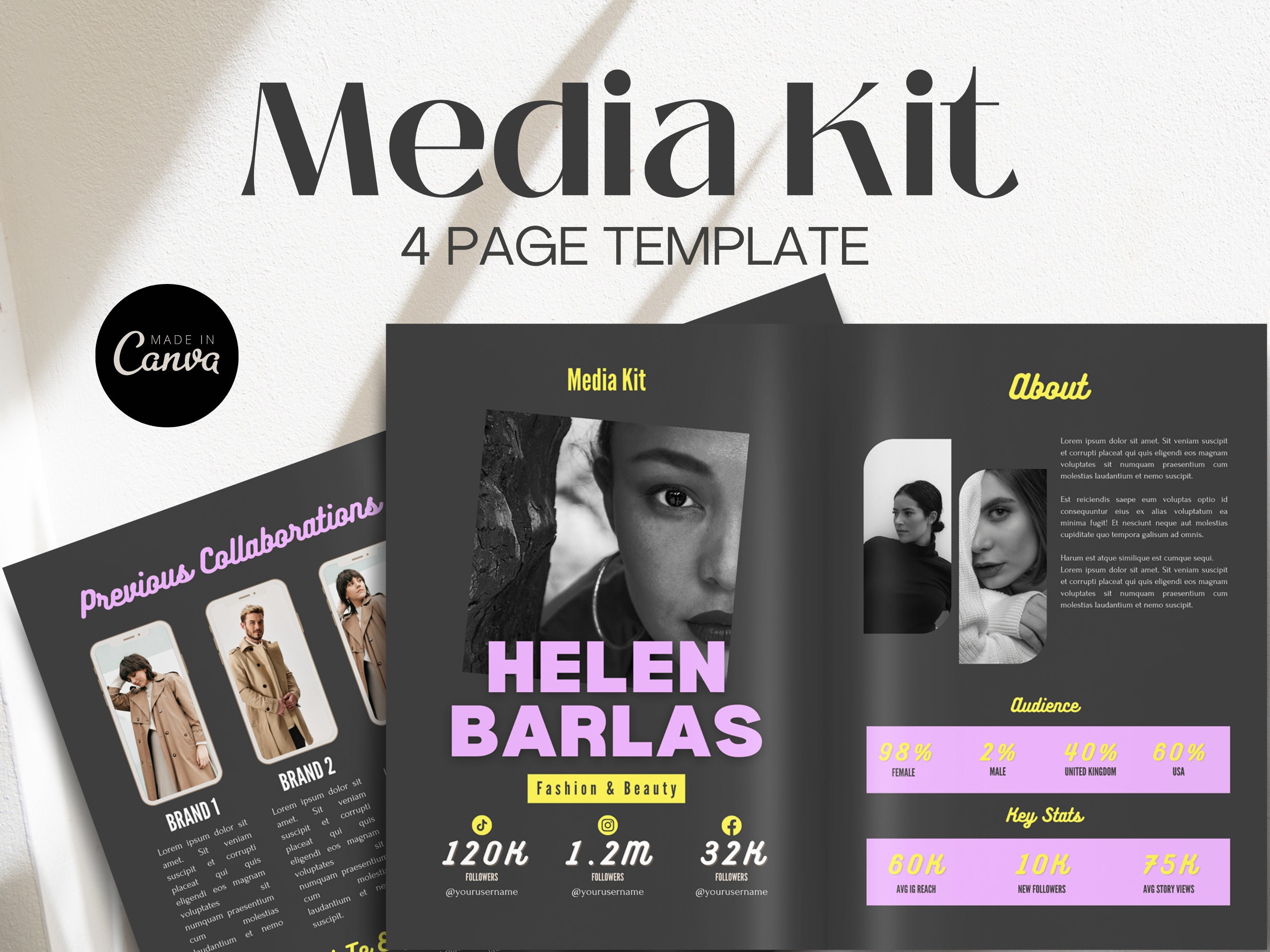 Media Kit Template | Influencer Kit | Youtuber Kit | Blogger | Fashion ...