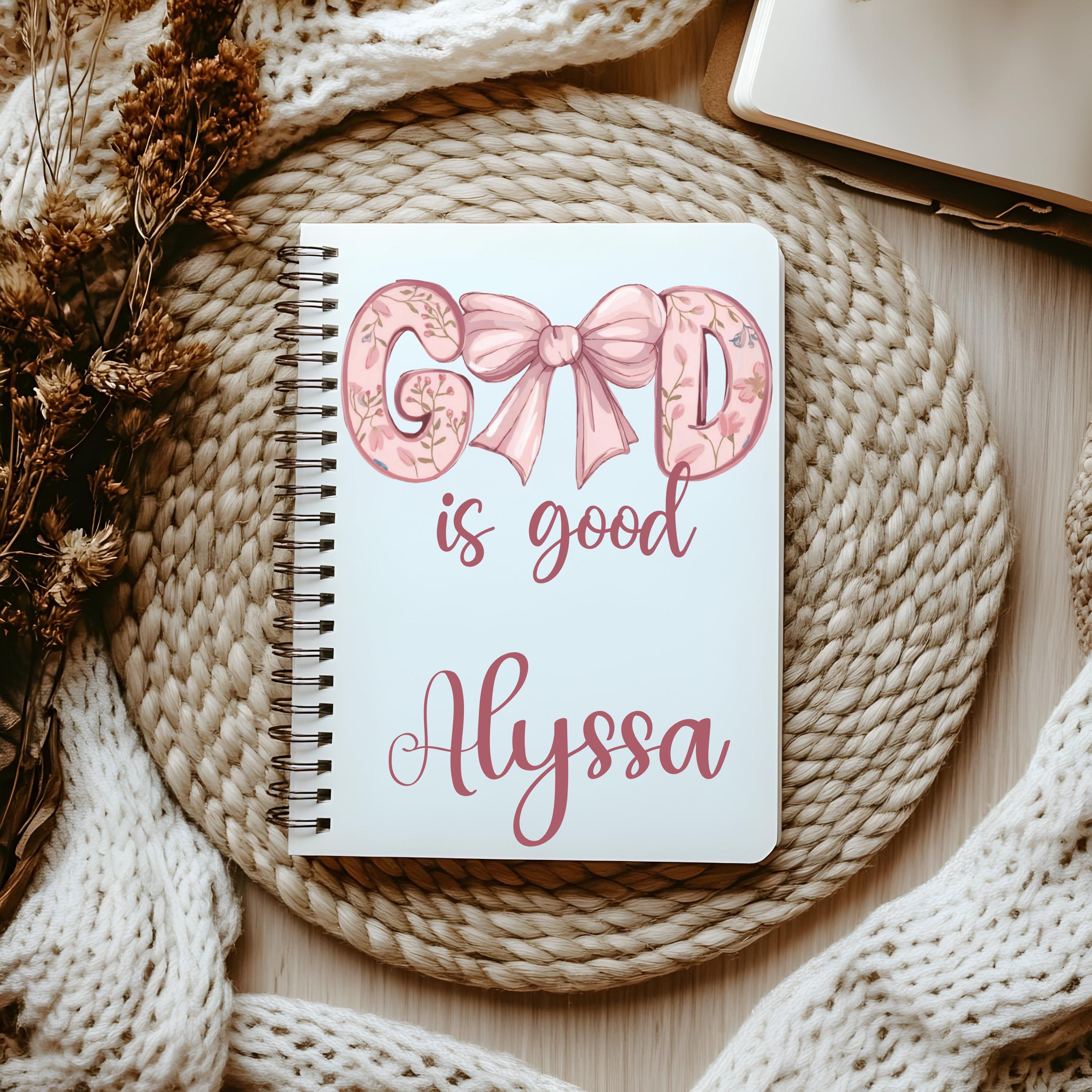 God is Good Notebook, Christian Journal, Coquette Bow Scripture ...