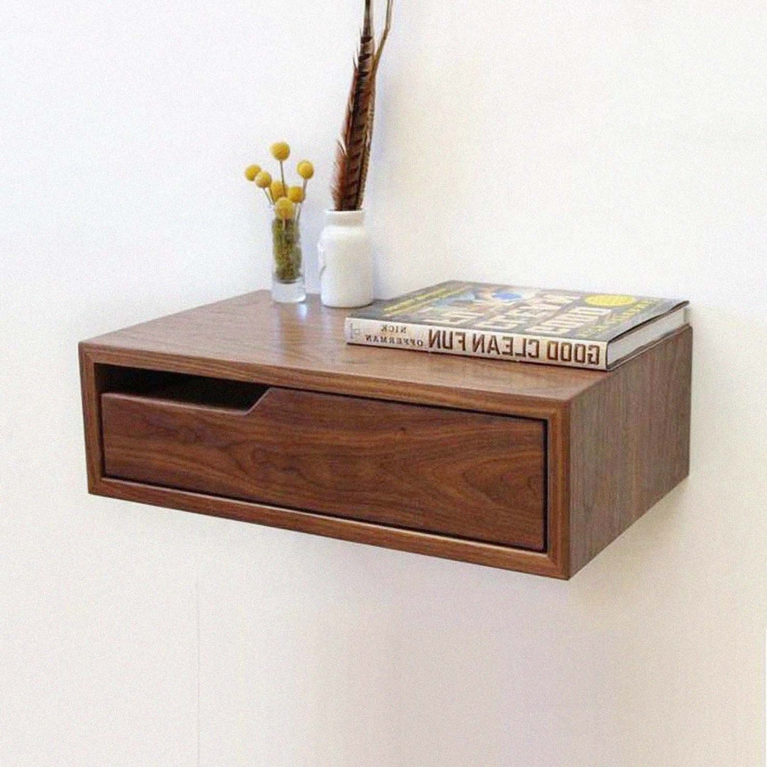 Floating Nightstand, Walnut Nightstand, Floating Drawer, Wood Floating ...