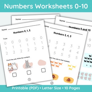 Printable Numbers Activity Worksheet • Workbook Numbers to 10 • Numbers ...