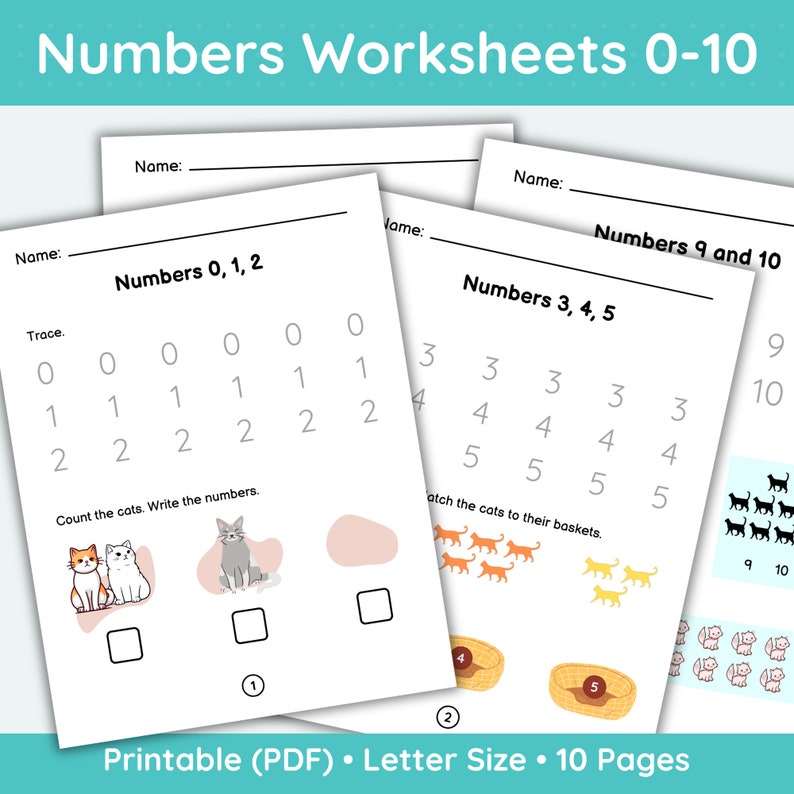 Printable Numbers Activity Worksheet • Workbook Numbers to 10 • Numbers ...