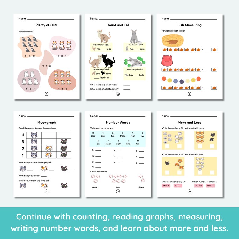 Printable Numbers Activity Worksheet Workbook Numbers to 10 Numbers ...