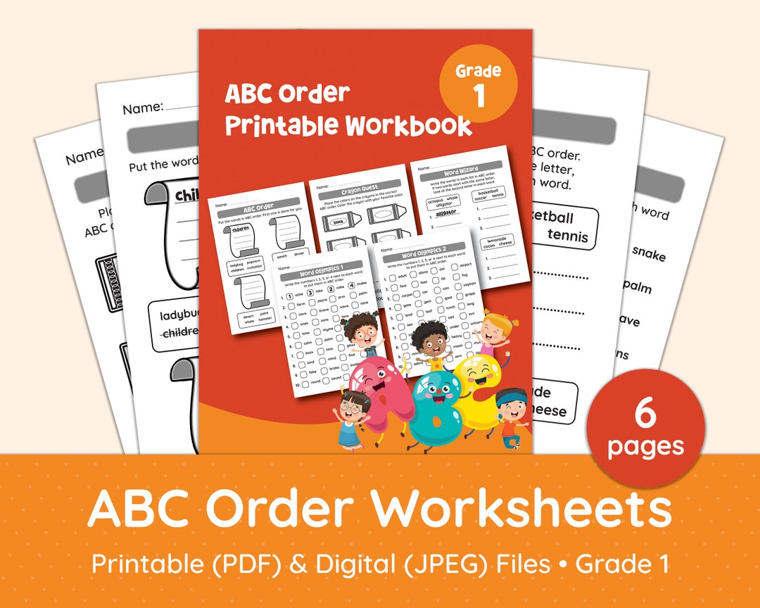 ABC Order Printable Workbook for 1st Grades • Alphabetical Order ...