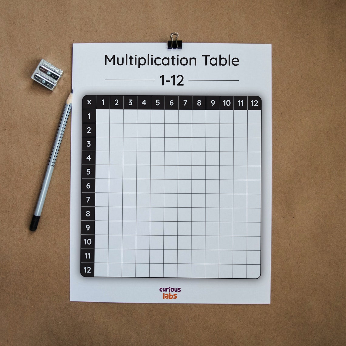 Blank Multiplication Table Practice Sheet • 1-12 Multiplication Chart ...