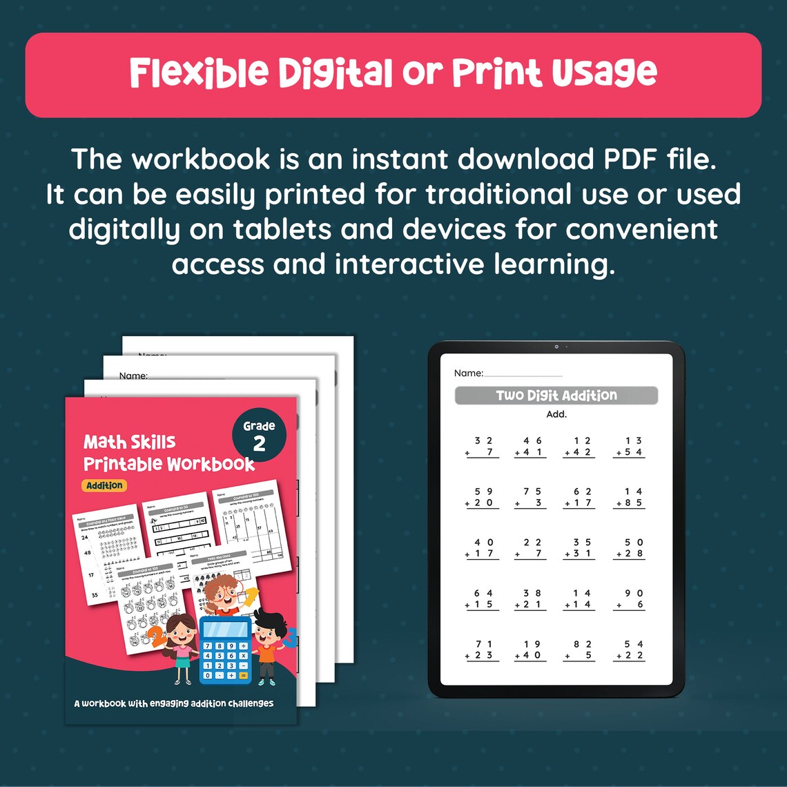 Mathematics Addition Printable Workbook for 2nd Grades Activity Book ...