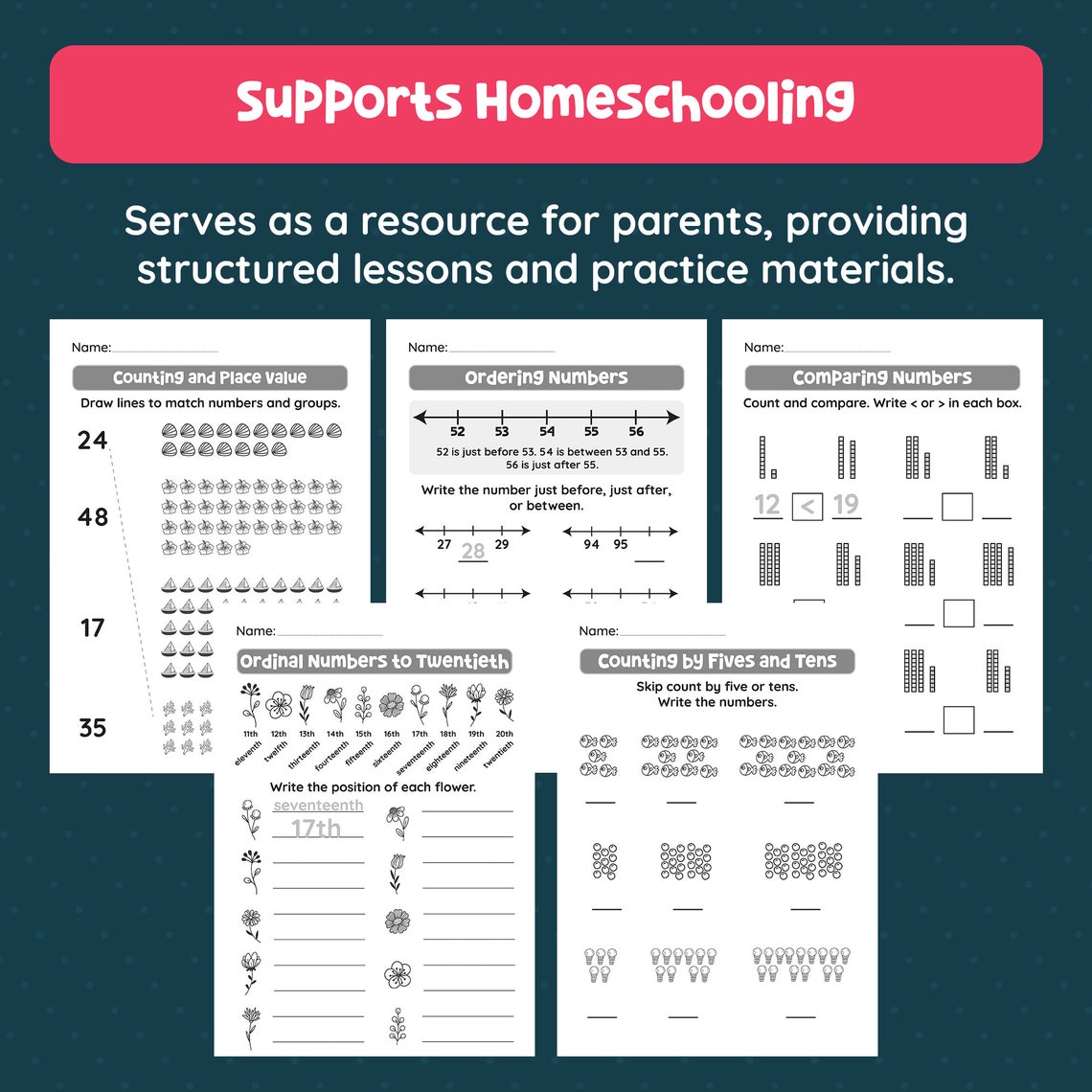 Math Counting and Place Value Printable Workbook for 2nd Grades ...