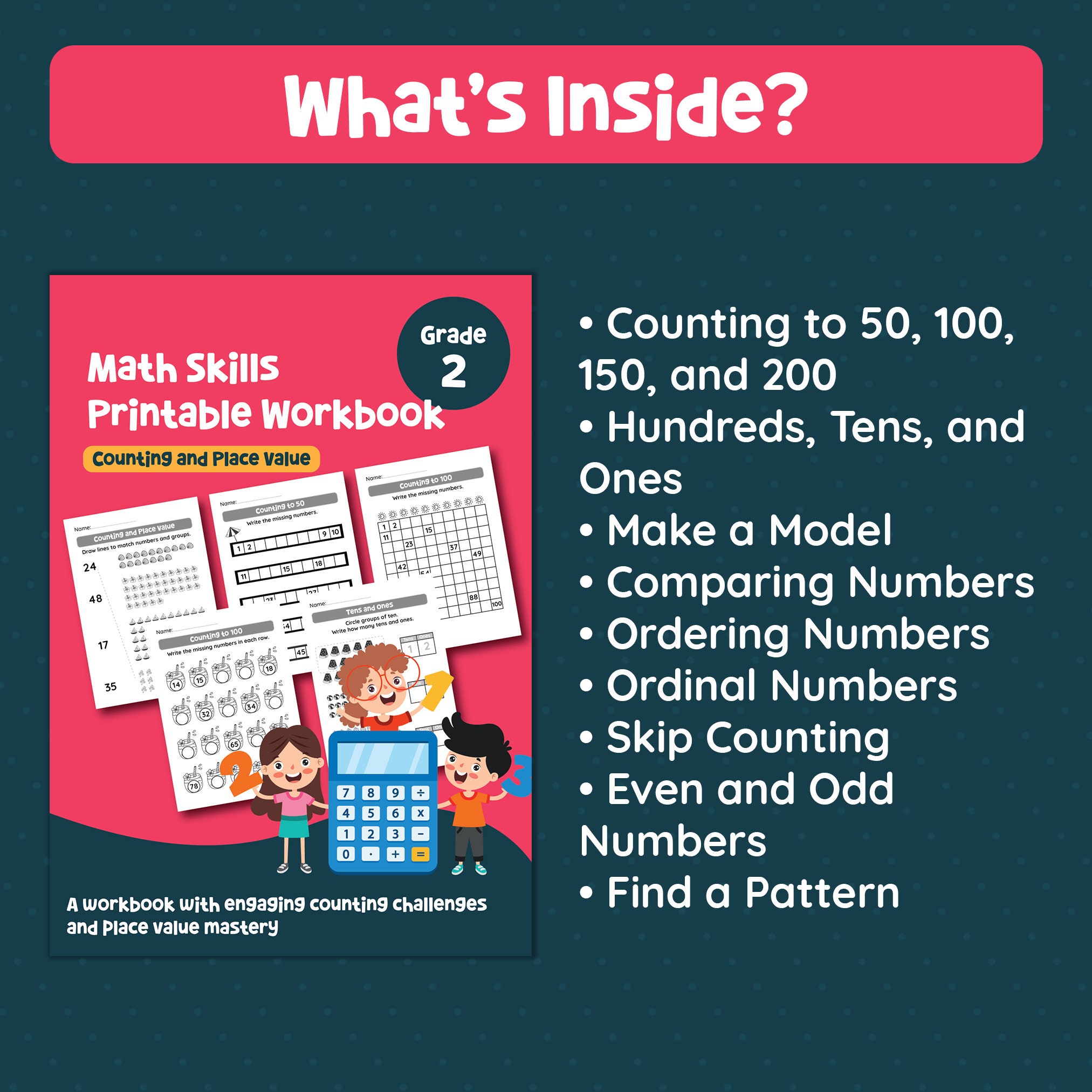 Math Counting and Place Value Printable Workbook for 2nd Grades ...