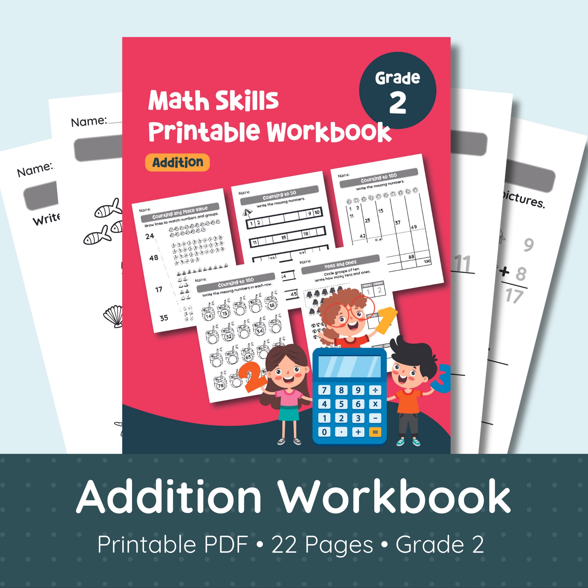 Mathematics Addition Printable Workbook for 2nd Grades Activity Book ...