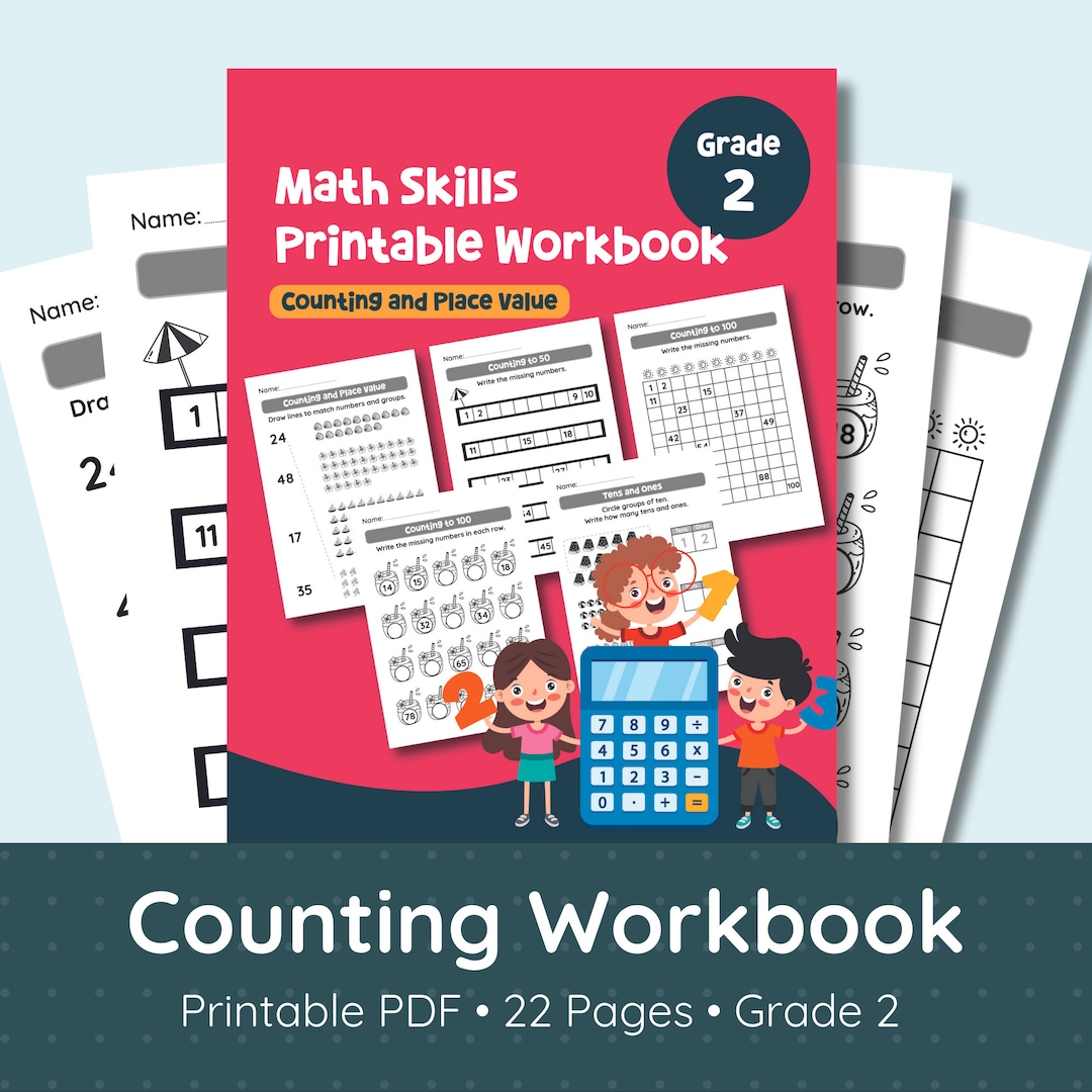 Math Counting and Place Value Printable Workbook for 2nd Grades ...