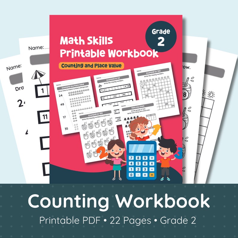 Math Counting and Place Value Printable Workbook for 2nd Grades ...