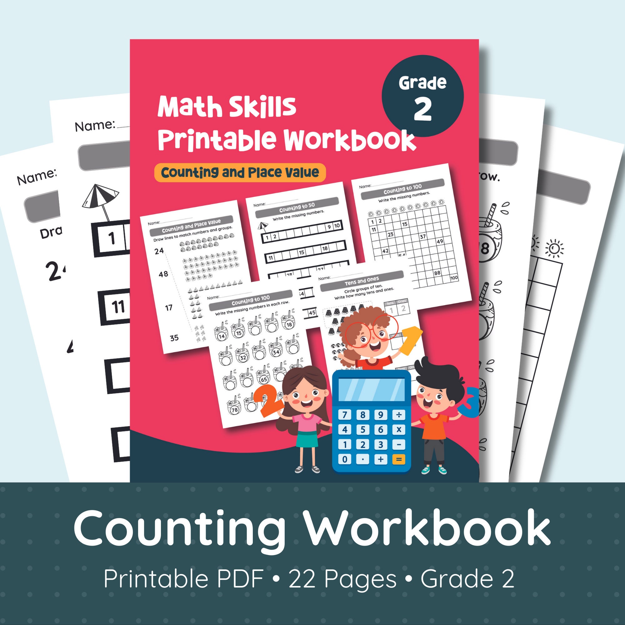 Math Counting and Place Value Printable Workbook for 2nd Grades ...