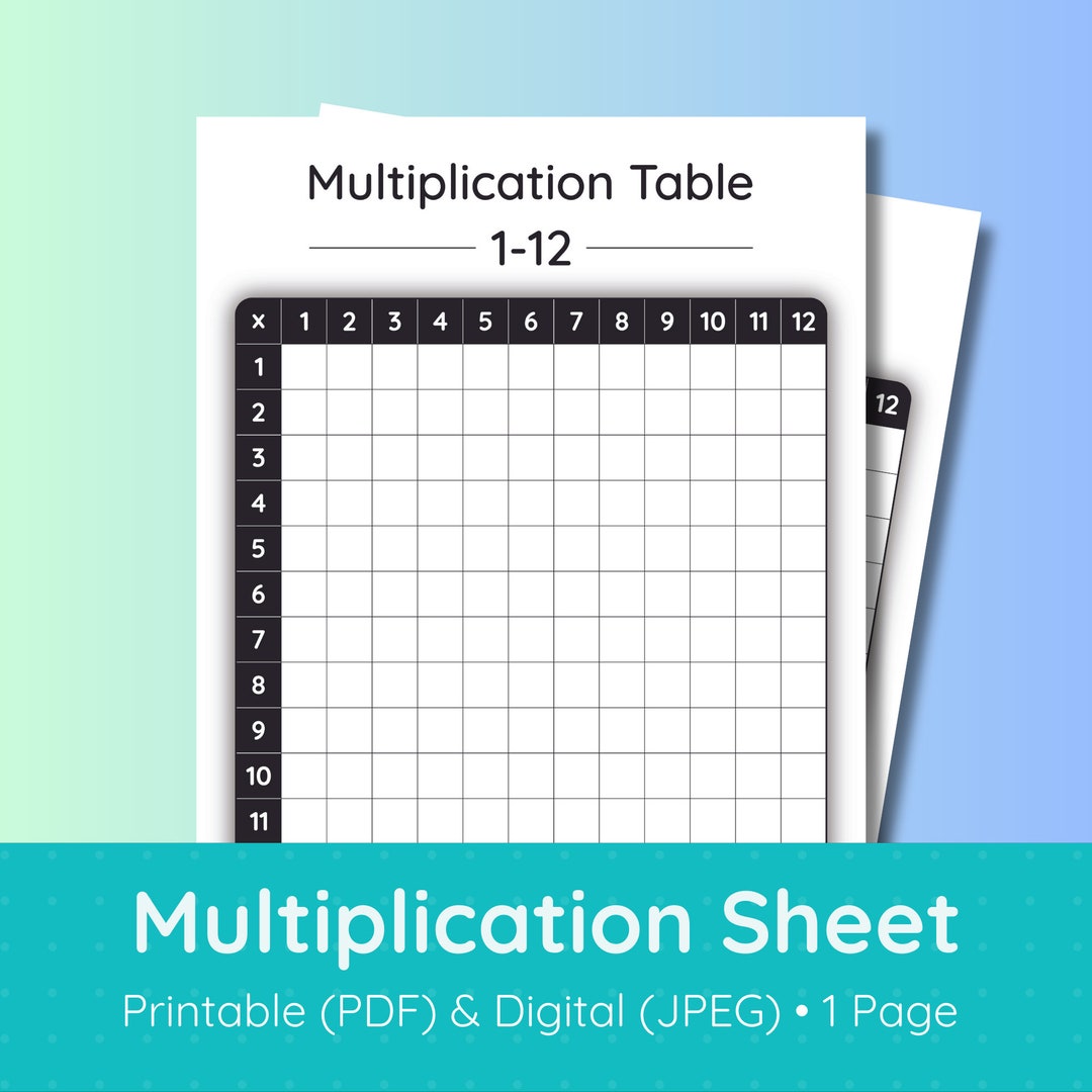 Blank Multiplication Table Practice Sheet • 1-12 Multiplication Chart ...