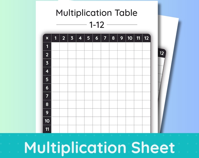 Blank Multiplication Table Practice Sheet • 1-12 Multiplication Chart ...