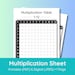 Blank Multiplication Table Practice Sheet • 1-12 Multiplication Chart ...