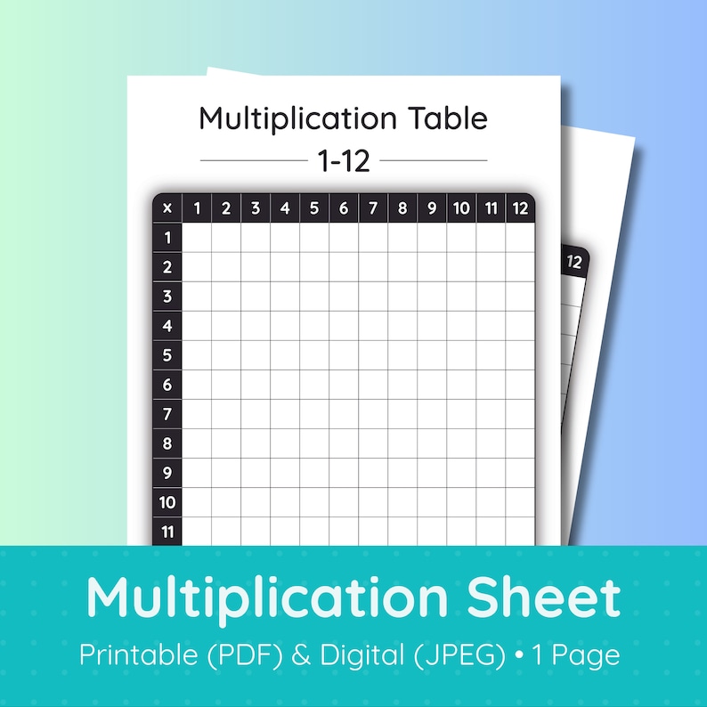 Blank Multiplication Table Practice Sheet • 1-12 Multiplication Chart ...