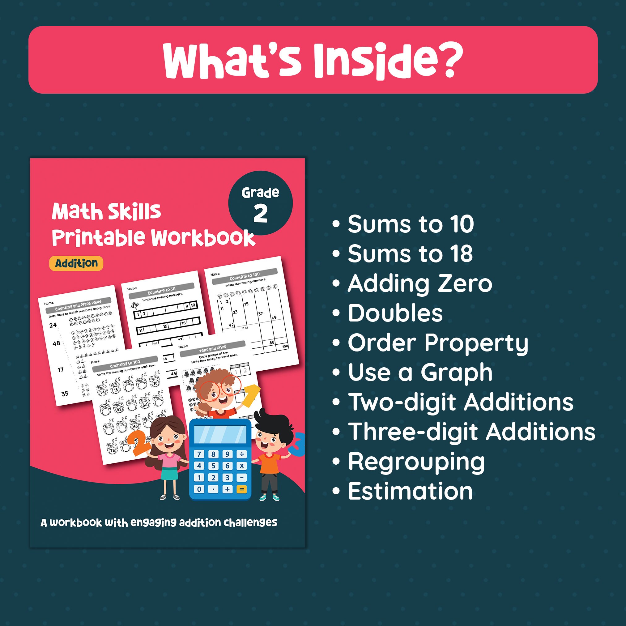 Mathematics Addition Printable Workbook for 2nd Grades Activity Book ...