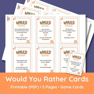 Printable Would You Rather Game Cards • Back to School Themed Ice ...