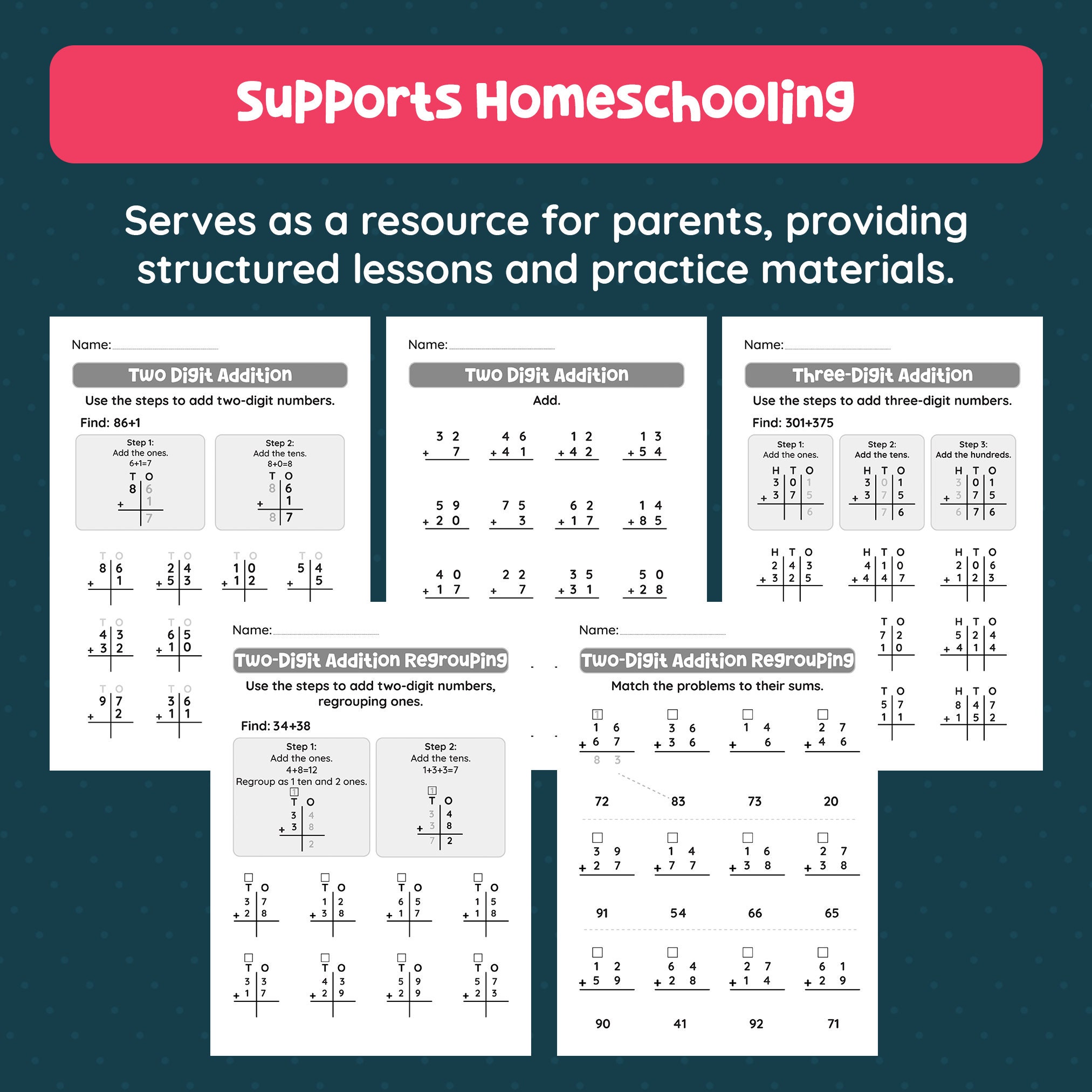 Mathematics Addition Printable Workbook for 2nd Grades Activity Book ...
