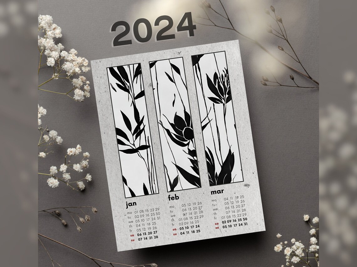 2024 Calendar Printable & Free Daily Planner Page, Wabi Sabi and ...