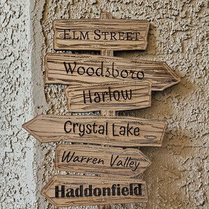 Halloween Directional Signs: Horror Movie Towns Decor - Etsy