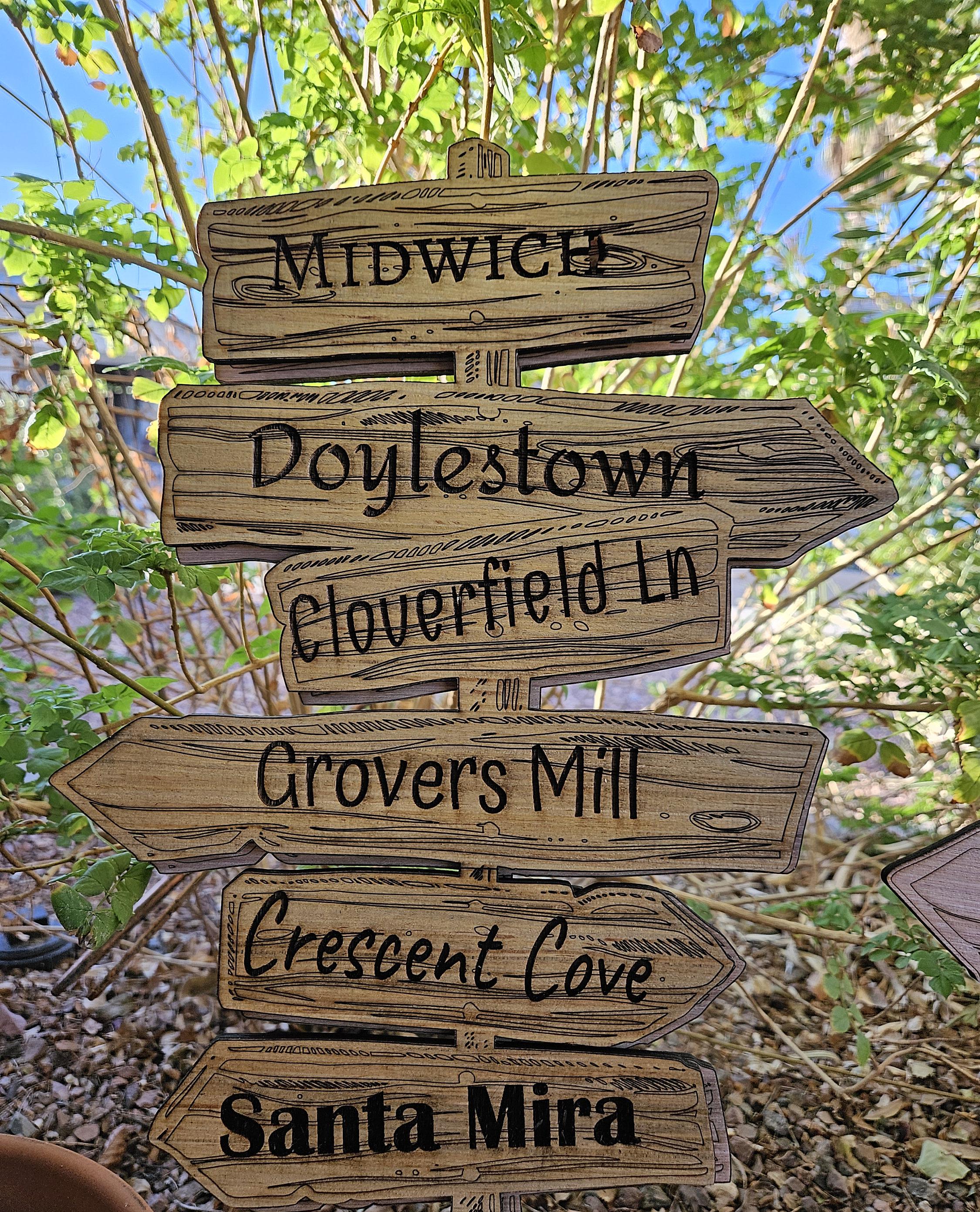 Halloween Directional Signs: Horror Movie Towns Decor - Etsy