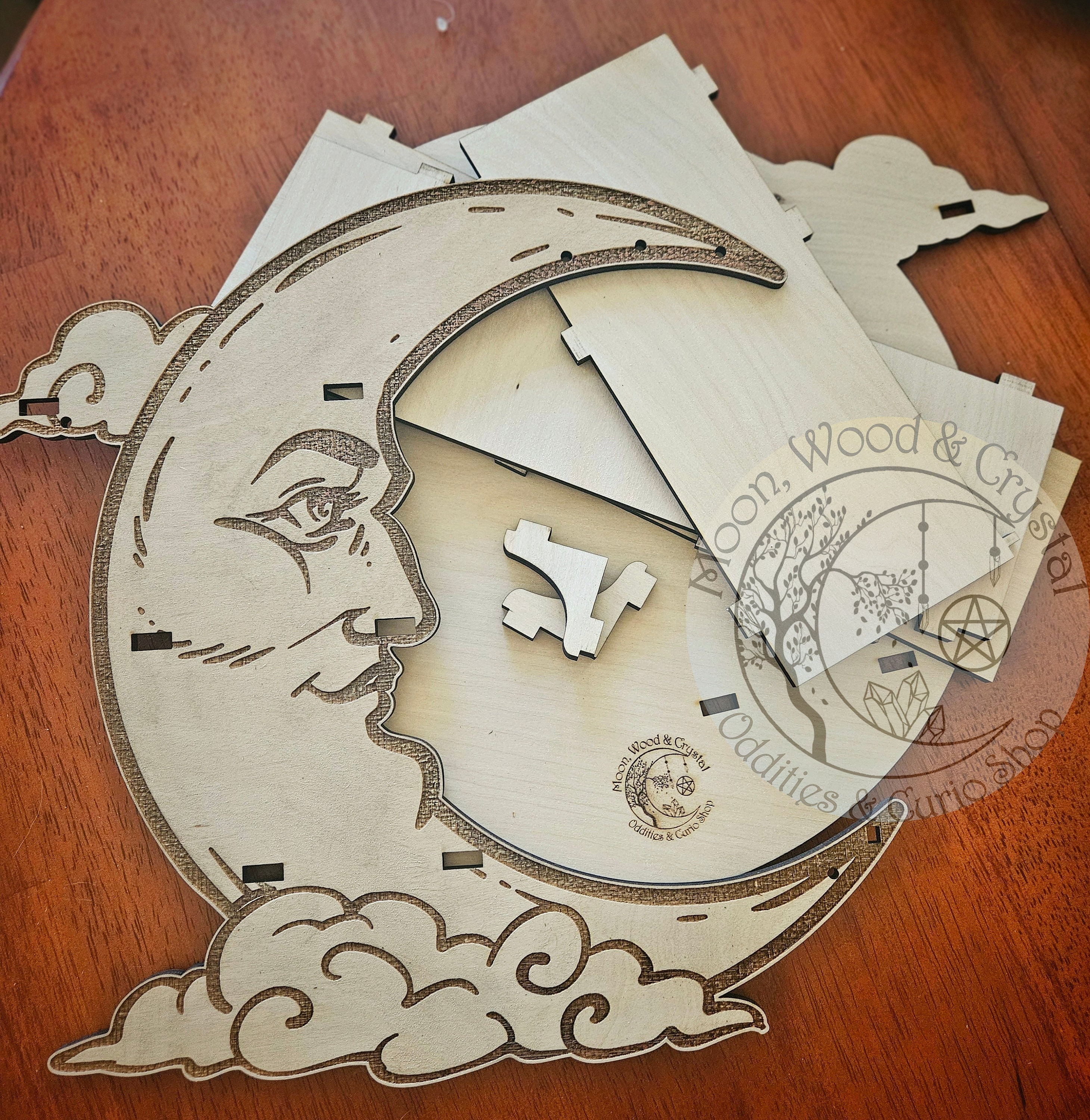 Moon Wall Shelf DIY Kit: Engraved Wood, Easy Assembly - Etsy