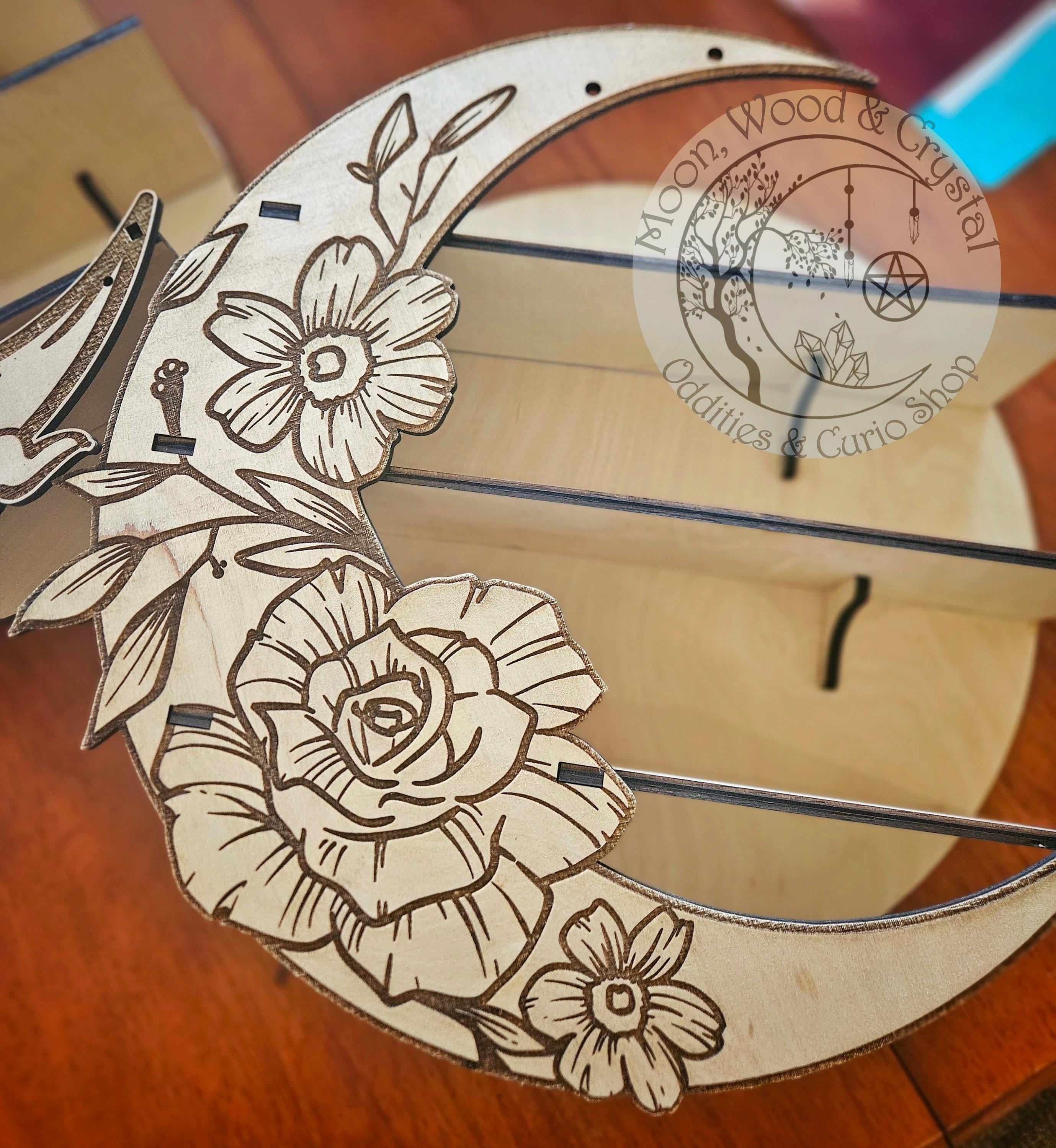 Moon Wall Shelf DIY Kit: Engraved Wood, Easy Assembly - Etsy