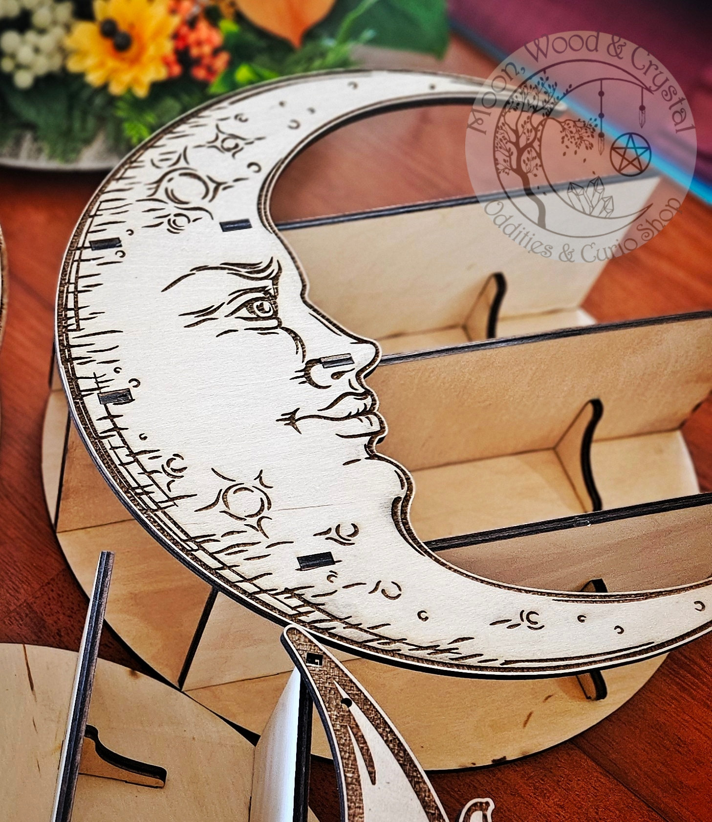 Moon Wall Shelf DIY Kit: Engraved Wood, Easy Assembly - Etsy