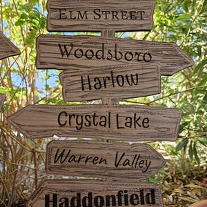 Halloween Directional Signs: Horror Movie Towns Decor - Etsy