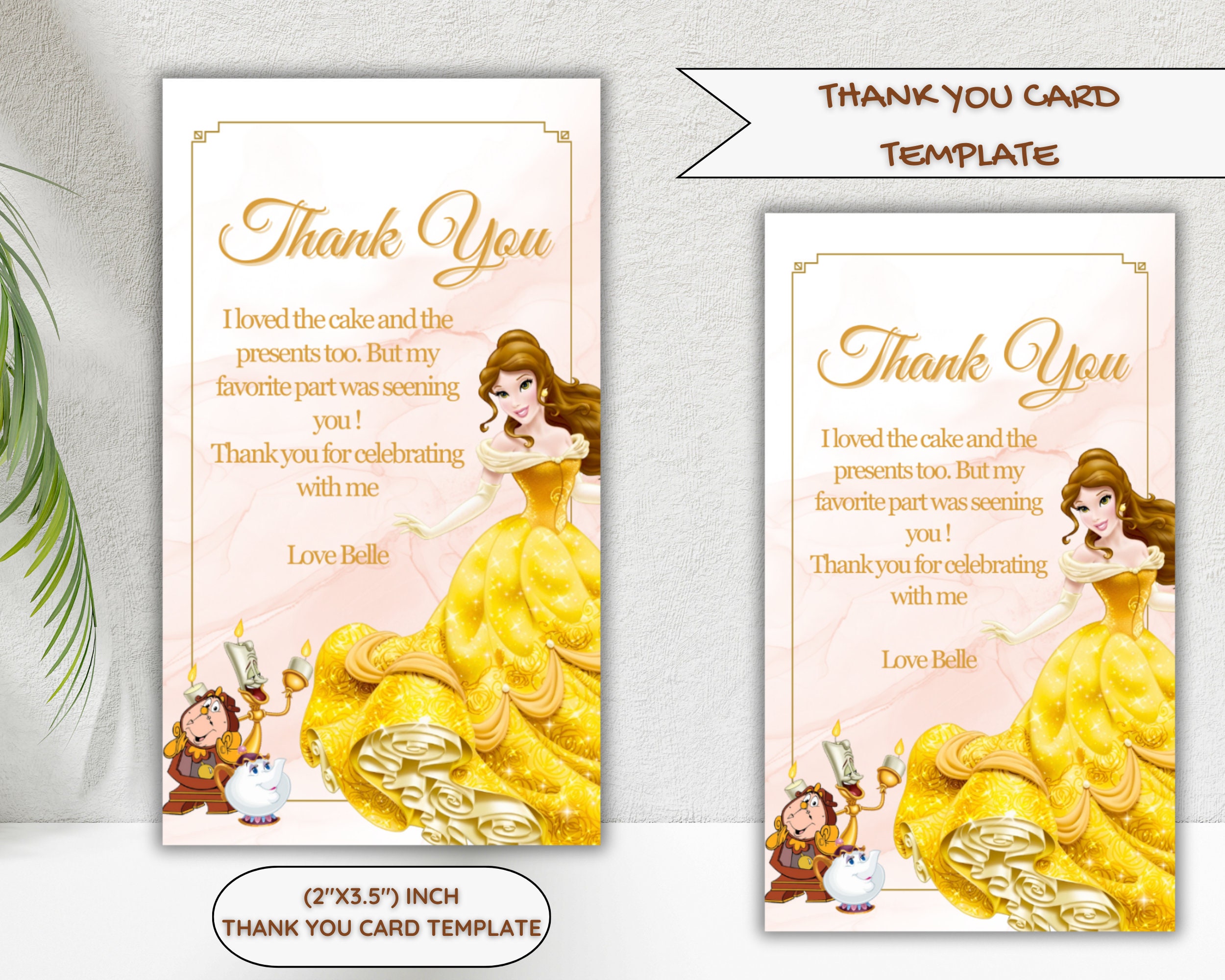Princess Belle Birthday Party Thank You Tag Template Beauty and the ...