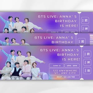 Editable Bts Ticket Invitation Template Kpop Concert Party Invite ...