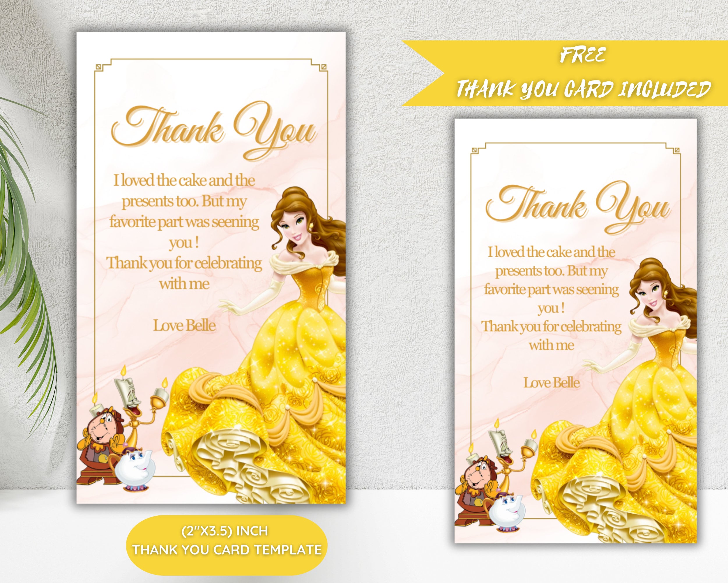 Princess Belle Birthday Invitation Beauty and the Beast Disney Princess ...