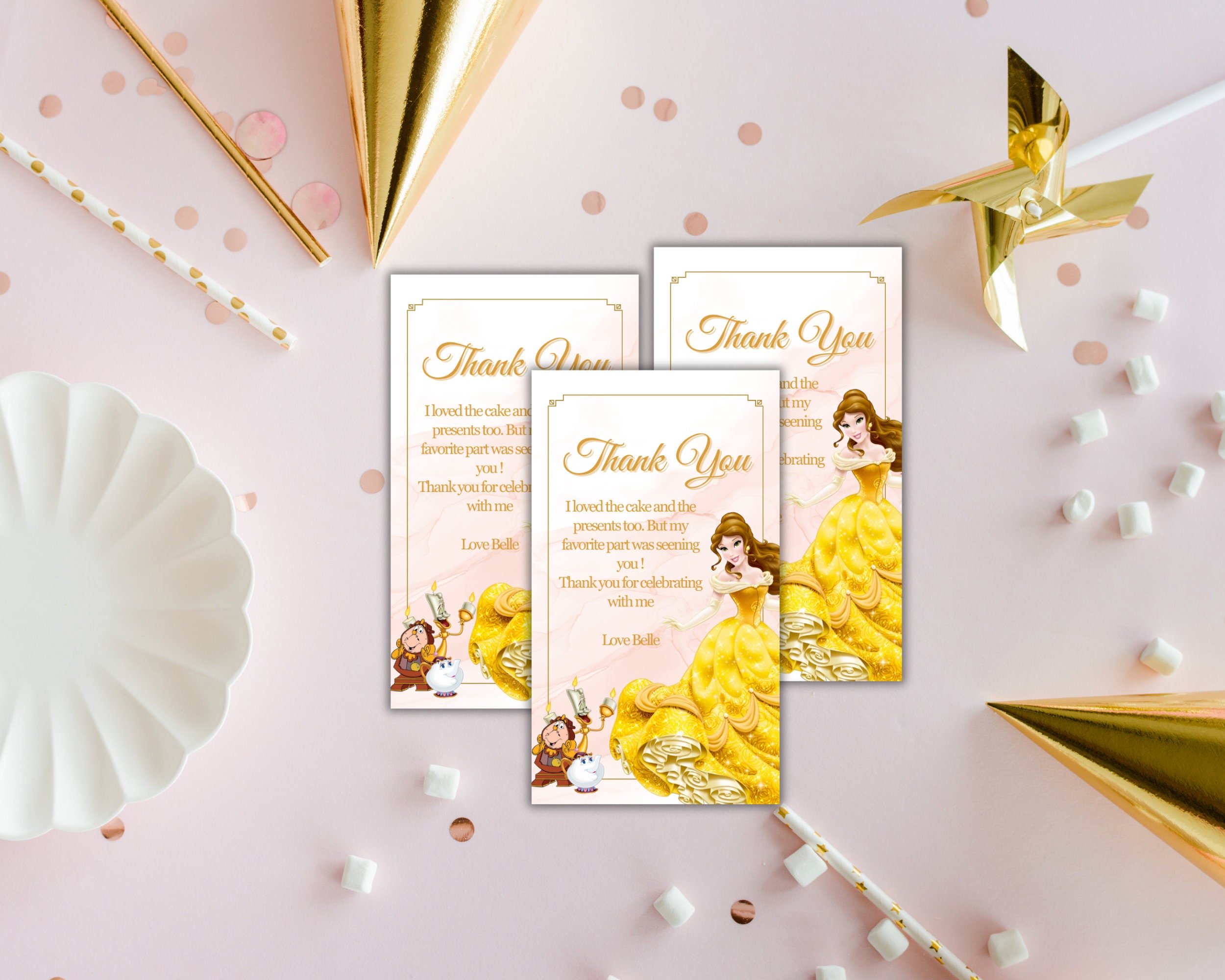 Princess Belle Birthday Invitation Beauty and the Beast Disney - Etsy
