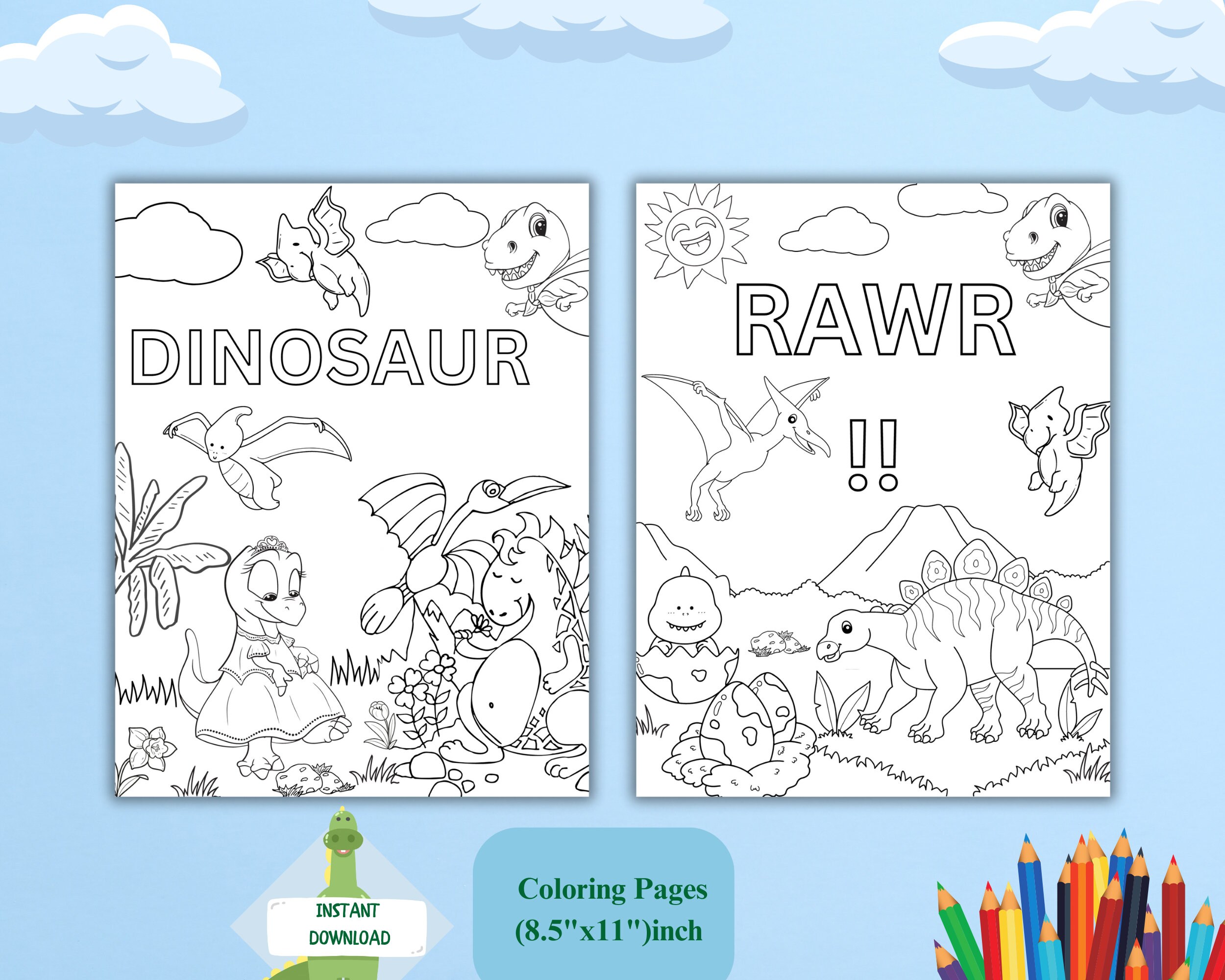 Editable Dinosaur Coloring Pages: Birthday Activity (digital Download ...
