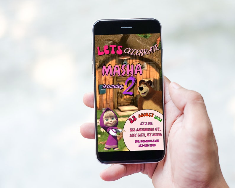Masha and the Bear Birthday Invitation Template (digital Download) - Etsy