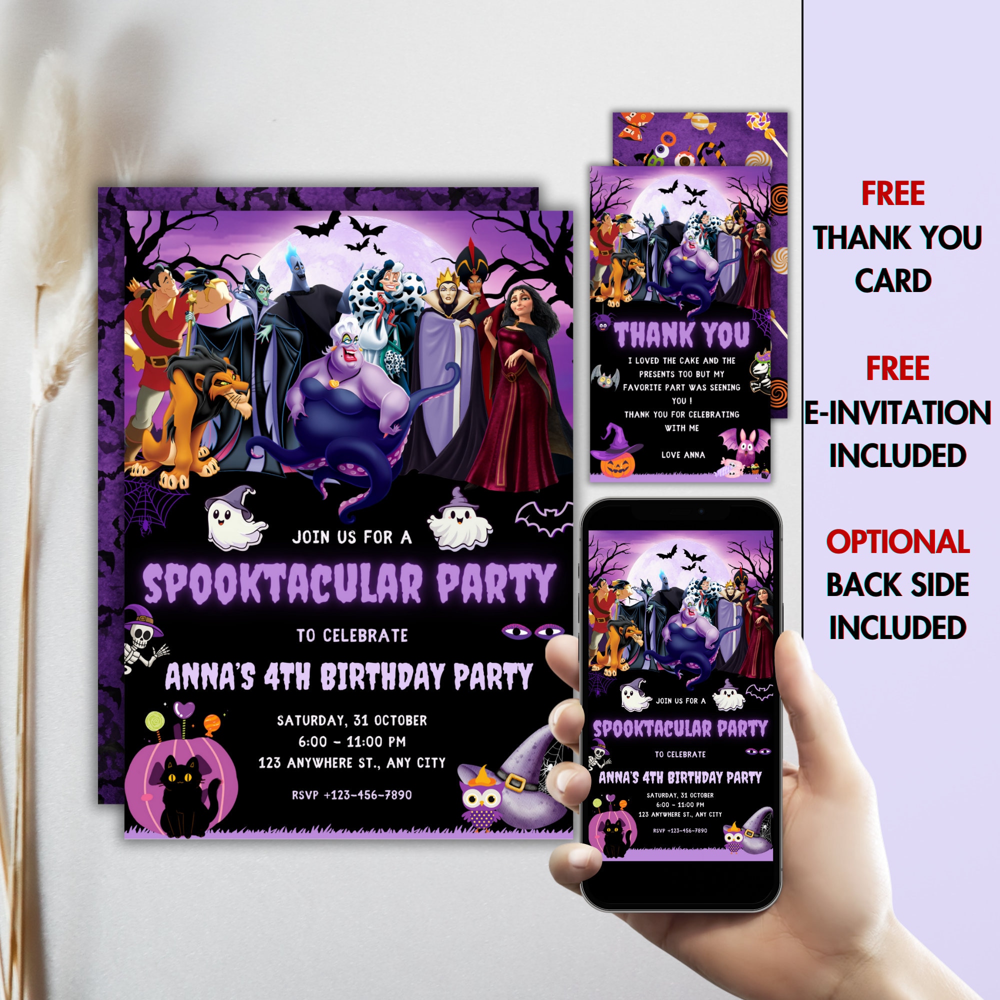Disney Villain Birthday Party Invitations Maleficent Party Invite