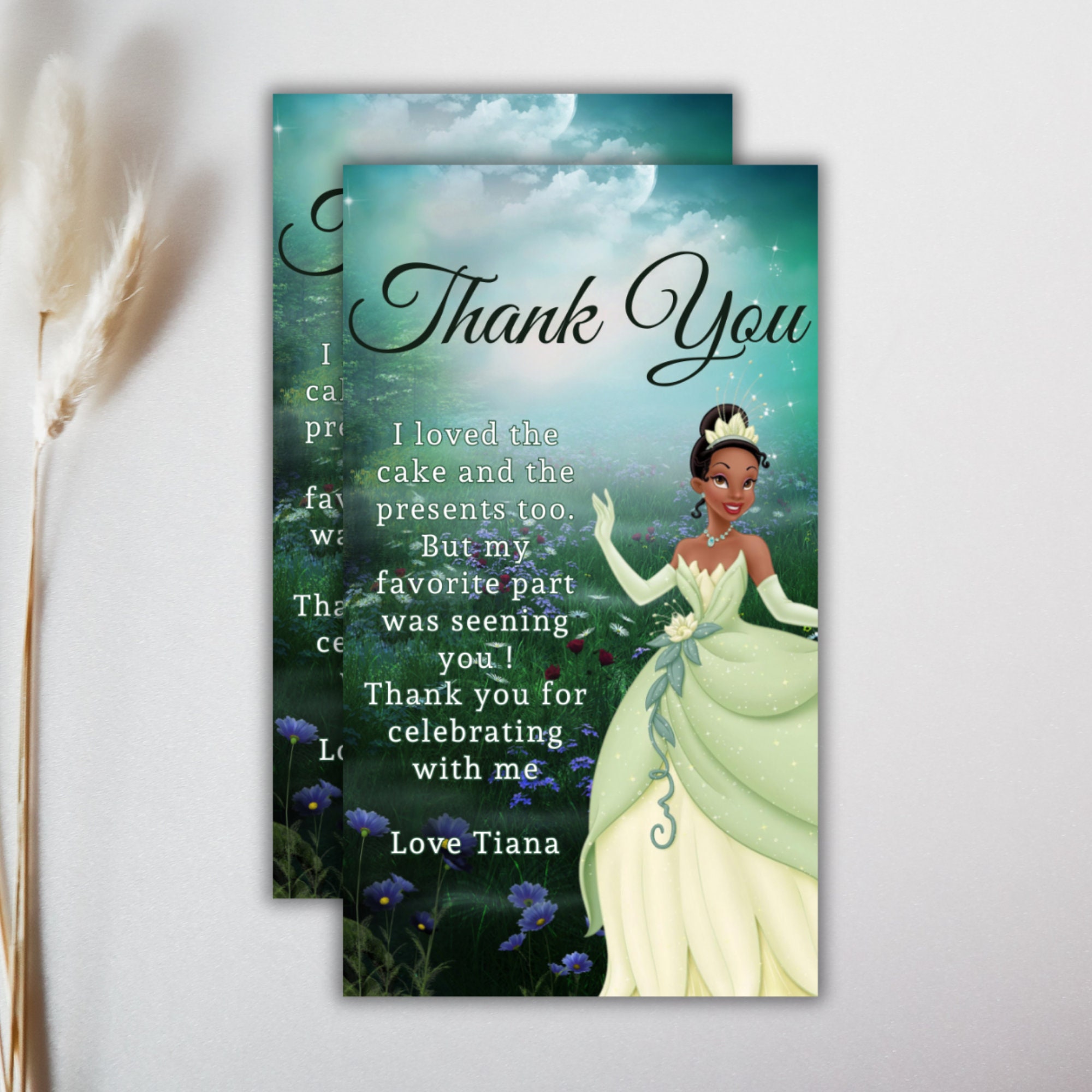 Princess Tiana Thank You Card Template: Editable Birthday Party Decor ...