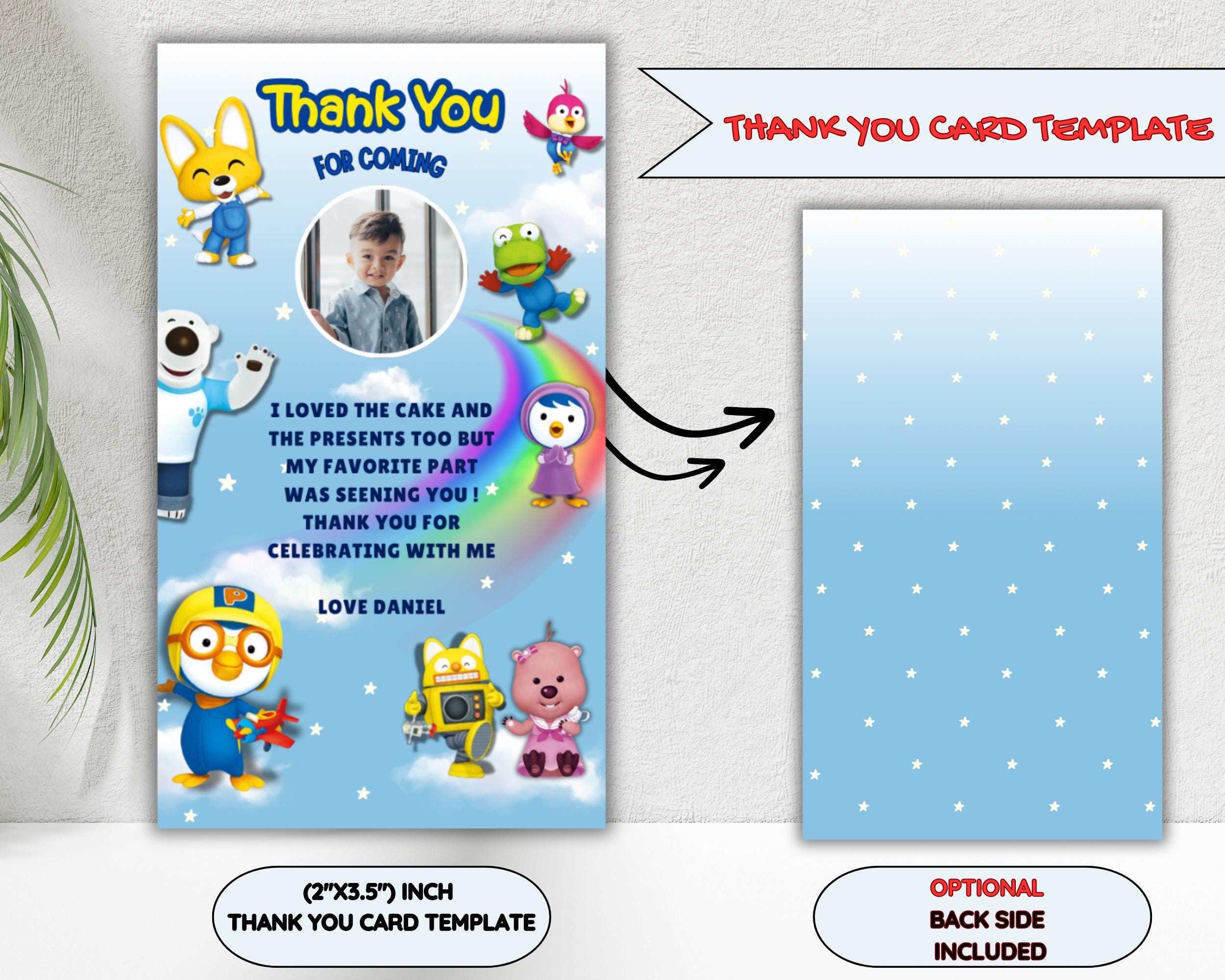 Pororo Birthday Party Invitation Template With Photo (CANVA Instant ...