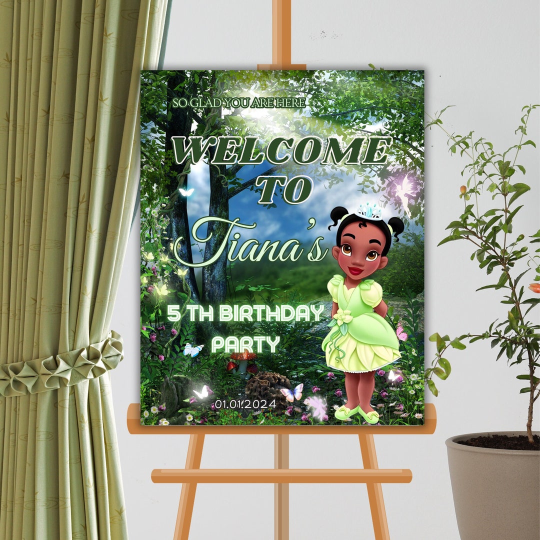 Princess Tiana Birthday Welcome Sign Welcome Board Disney - Etsy