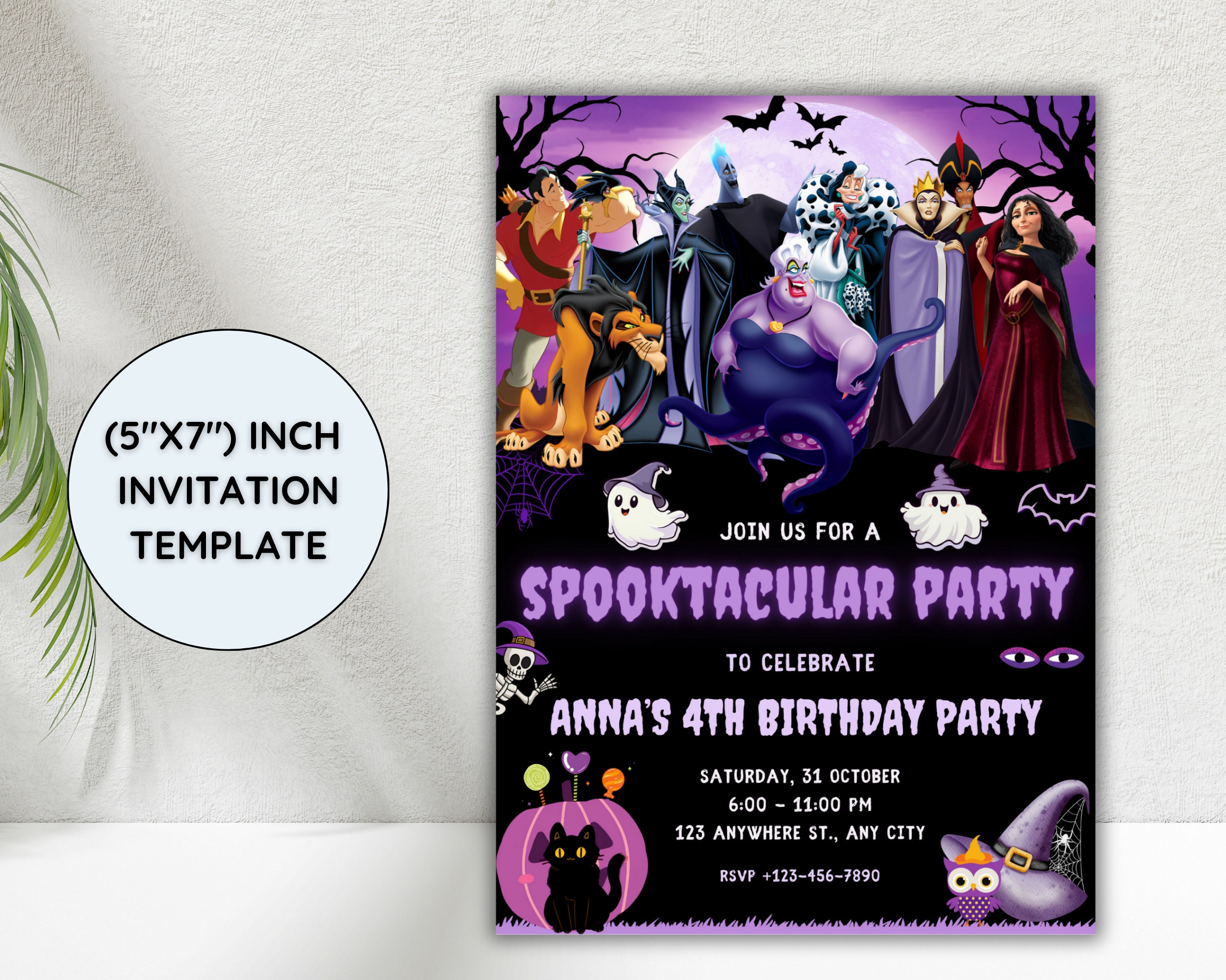 Spooky Disney Villains Halloween Birthday Invite Template Ursula ...
